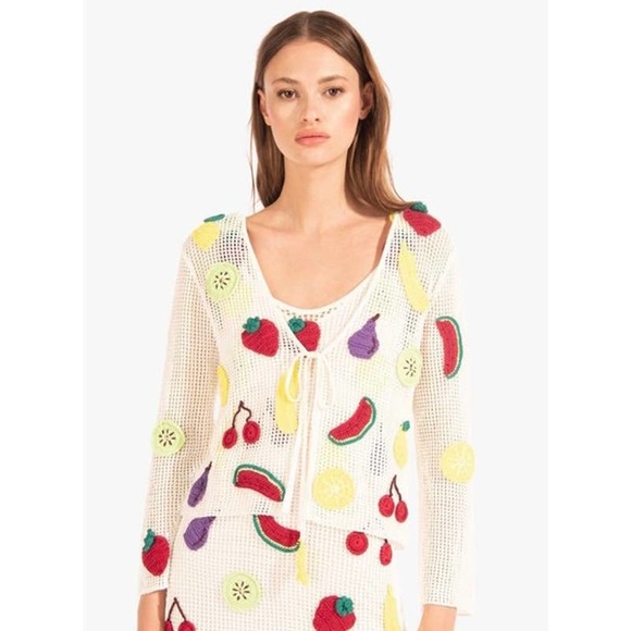 STAUD | Sweaters | Staud Sweater Womens Large White Melone Crochet ...